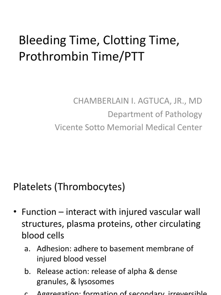 BT-CT-PT-PTT (1) | Coagulation | Platelet