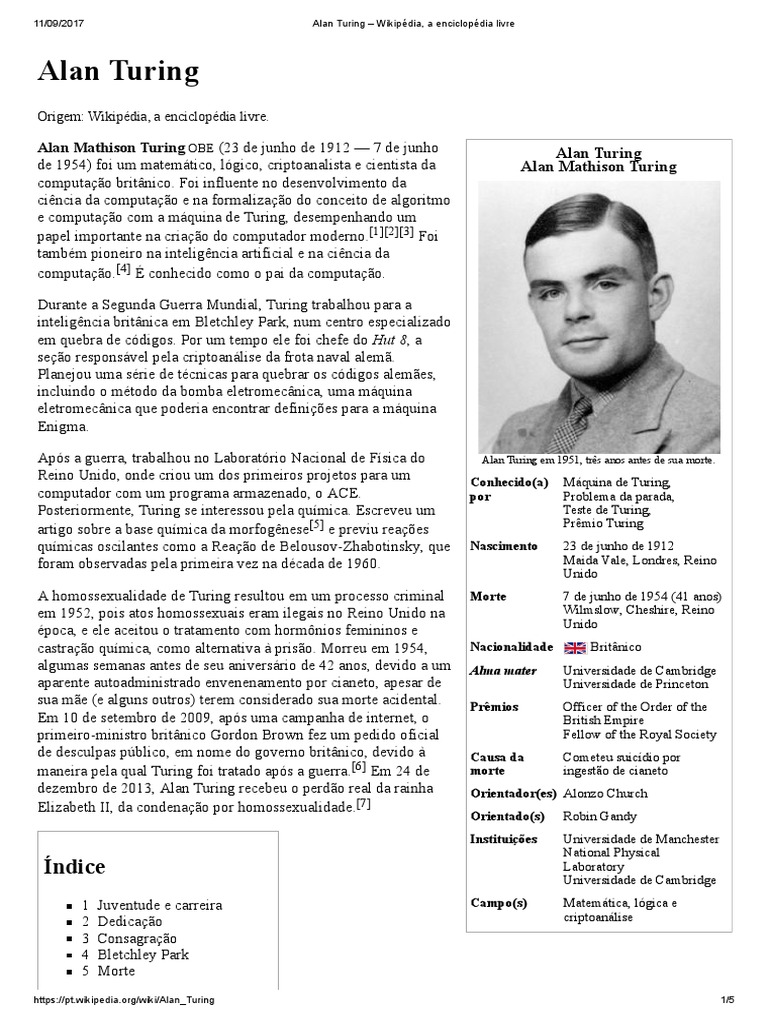 Alan Turing – Wikipédia, a enciclopédia livre.pdf | Alan Turing | TI ...