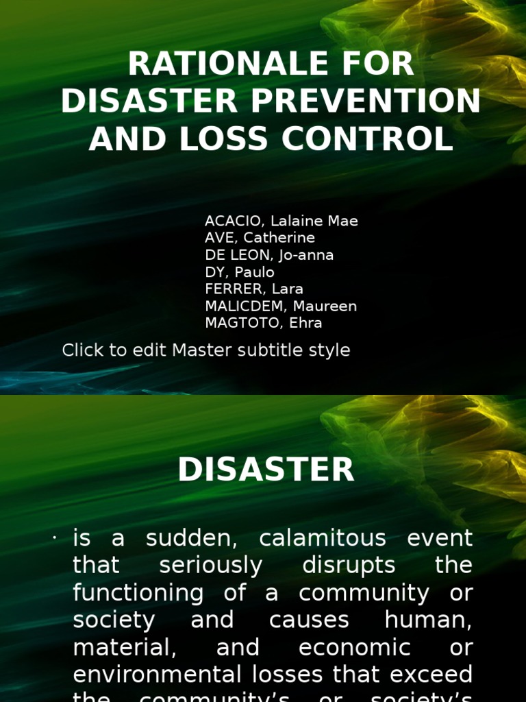 Rationale For Disaster Prevention and Loss Control | PDF | Emergency ...