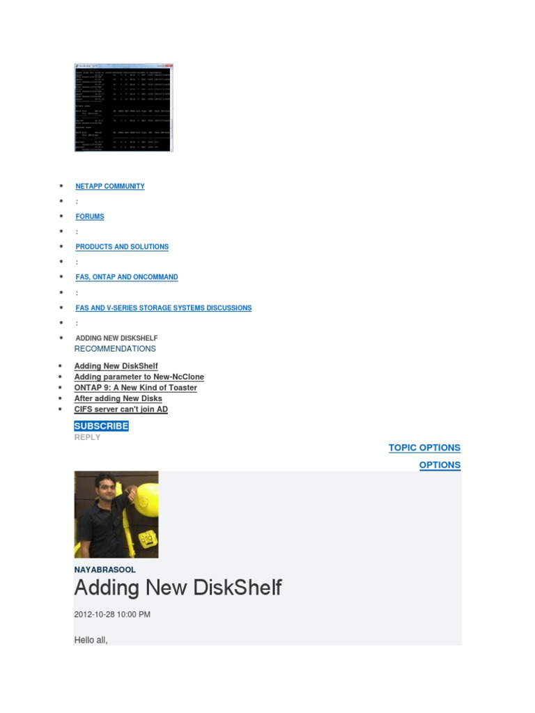 Adding New Diskshelf: Netapp Community | PDF | Computer Data | Computing