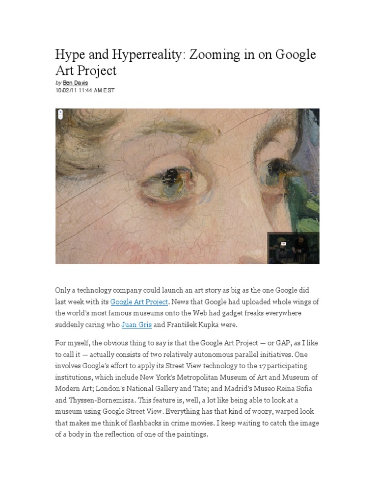 Hype and Hyperreality: Zooming in On Google Art Project: Ben Davis ...