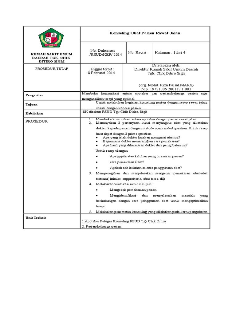 SPO.27. Konseling Obat Pasien Rawat Jalan | PDF