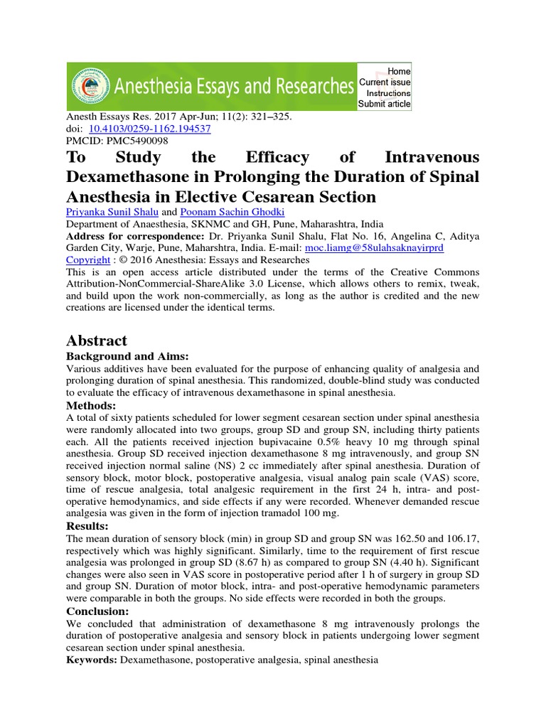 Anesth Essays Res | PDF | Anesthesia | Analgesic