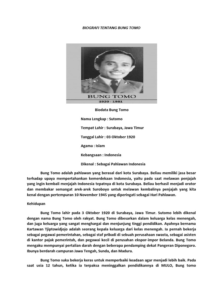 Biografi Bung Tomo | PDF