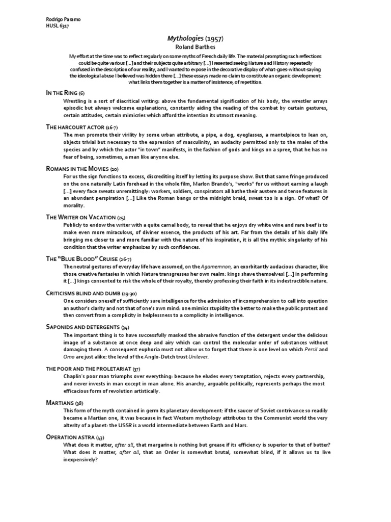 5) Mythologies - Roland Barthes | PDF | Mythology | Mars