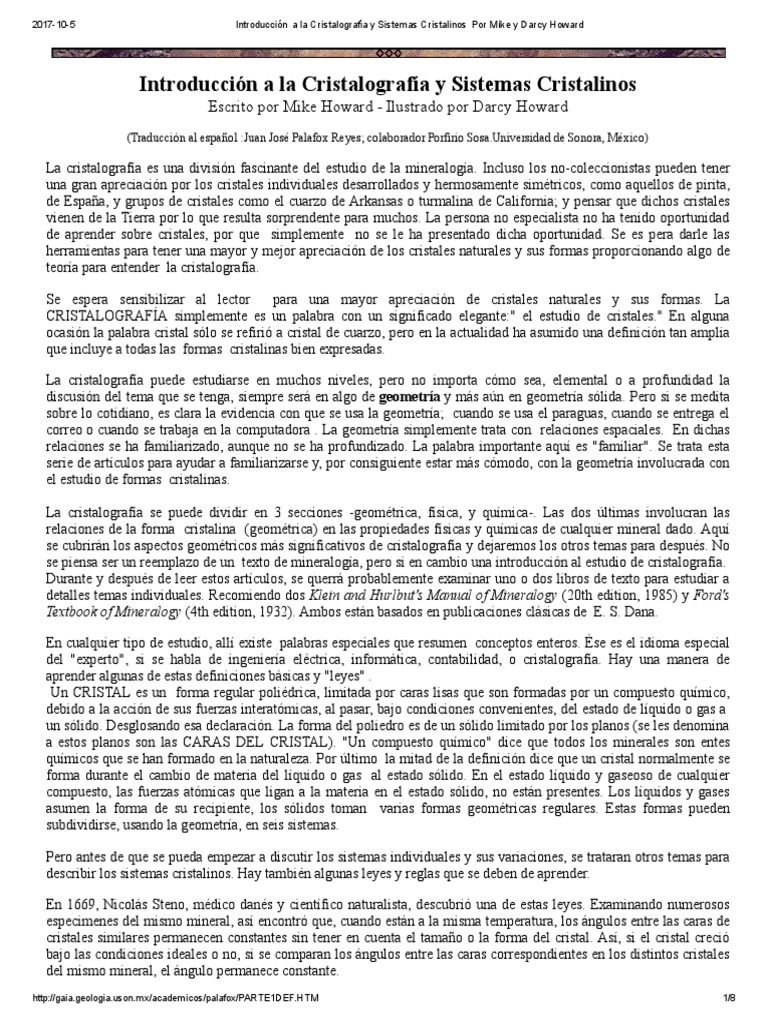 Introducción A La Cristalografía y Sistemas Cristalinos Por Mike y ...