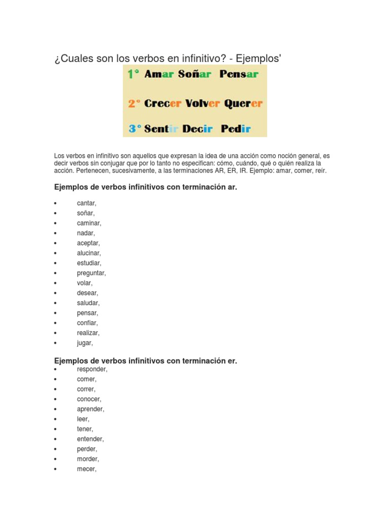Cuales Son Los Verbos en Infinitivo | PDF