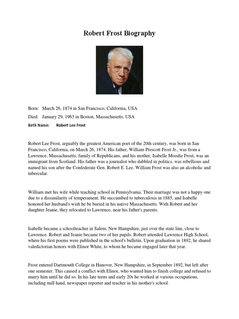 Robert Frost Parents