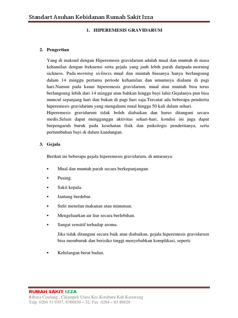 Standart Asuhan Kebidanan Rumah Sakit Izza Nia | PDF