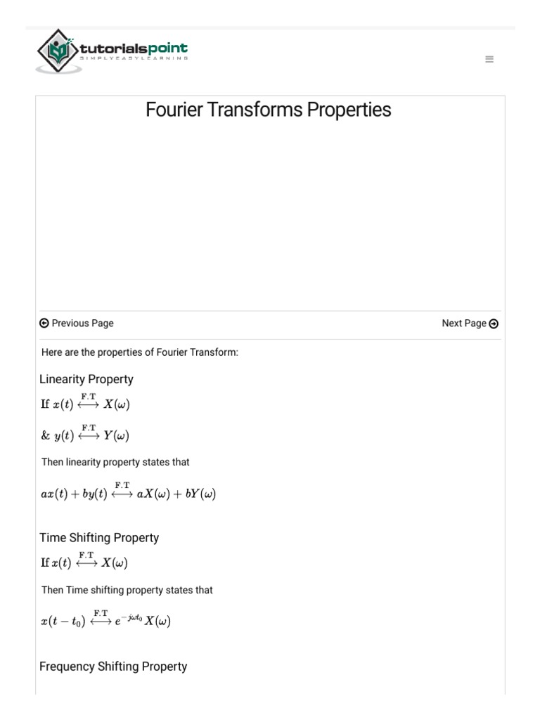 5.fourier Transforms Properties | PDF | Convolution | Fourier Transform