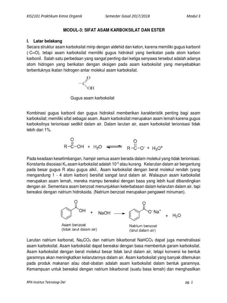 Modul3-Sifat Asam Karboksilat Dan Ester | PDF