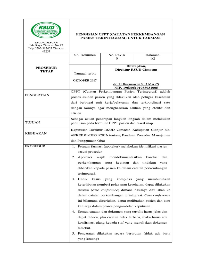 SOP CPPT Farmasi | PDF | Sains & Matematika