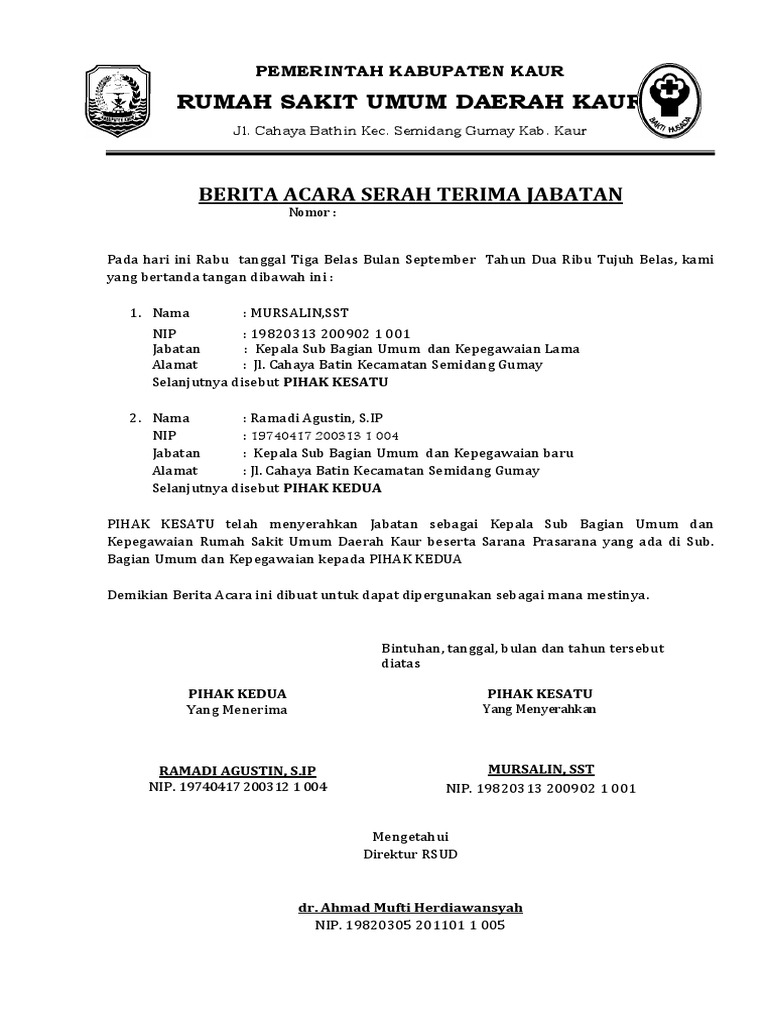 Contoh Berita Acara Serah Terima Jabatan Pekerjaan - Perumperindo.co.id Contoh Berita Acara Serah Terima Jabatan Pekerjaan - Perumperindo.co.id