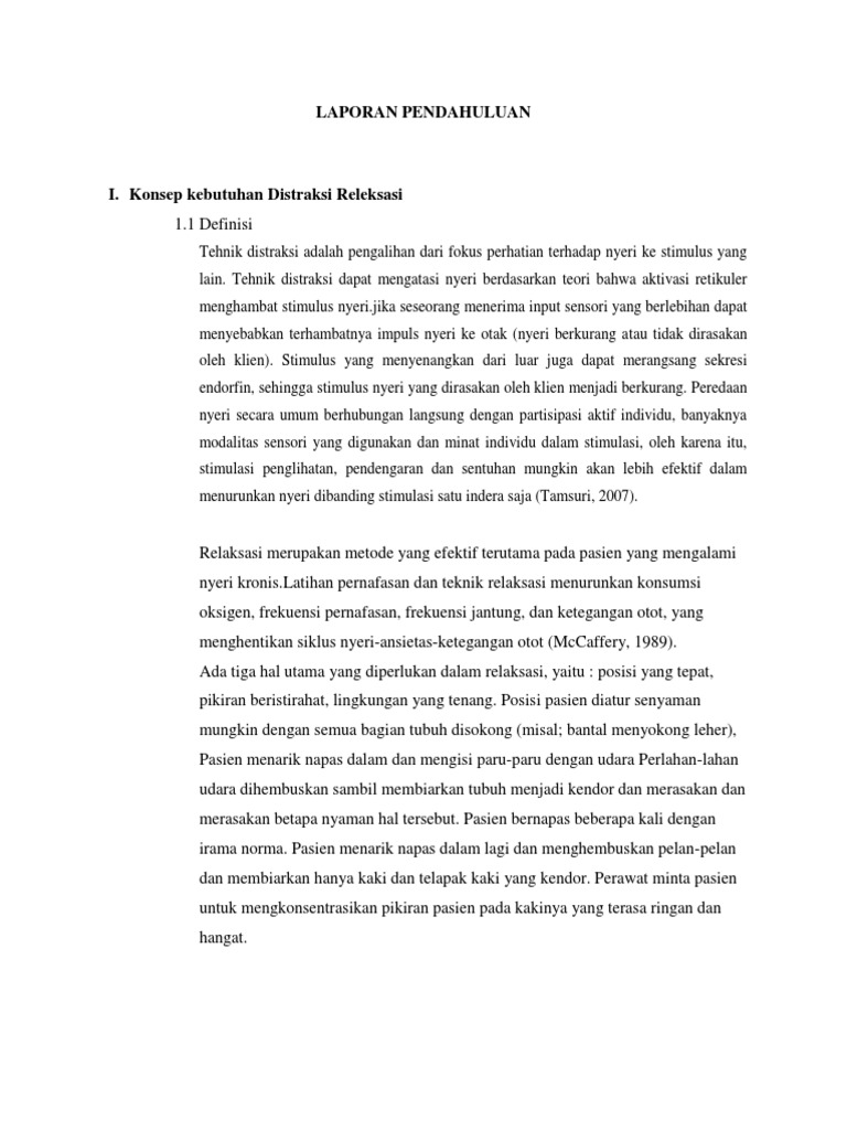 Teknik Distraksi dan Relaksasi Nyeri | PDF