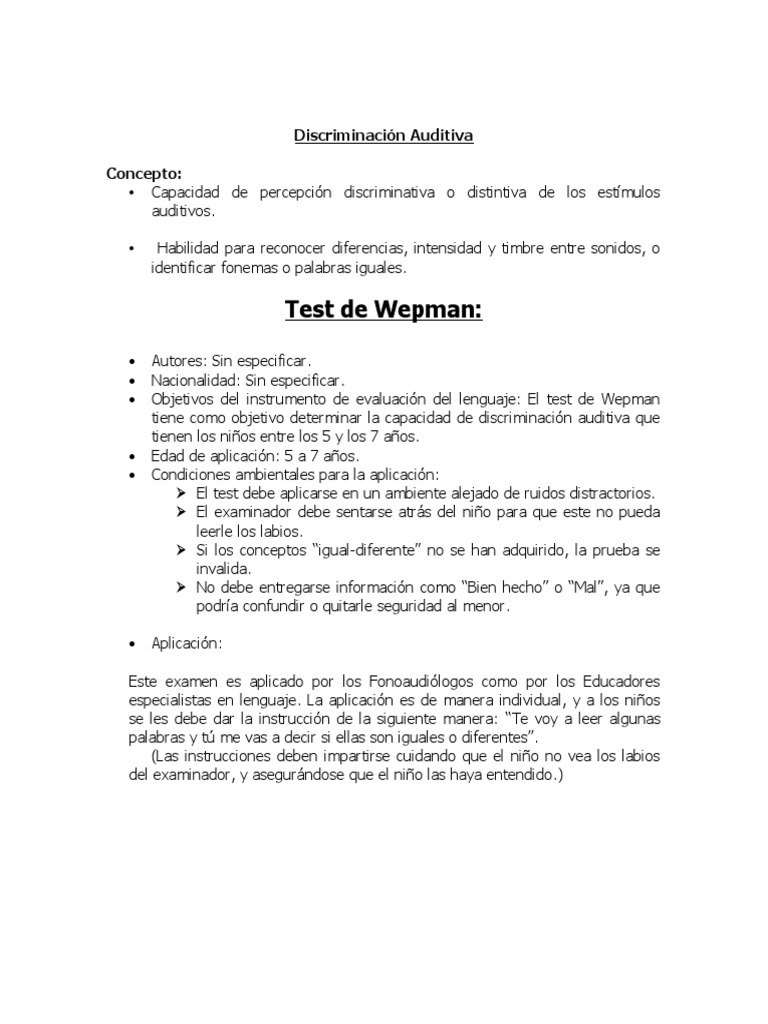 Test de Wepman | PDF