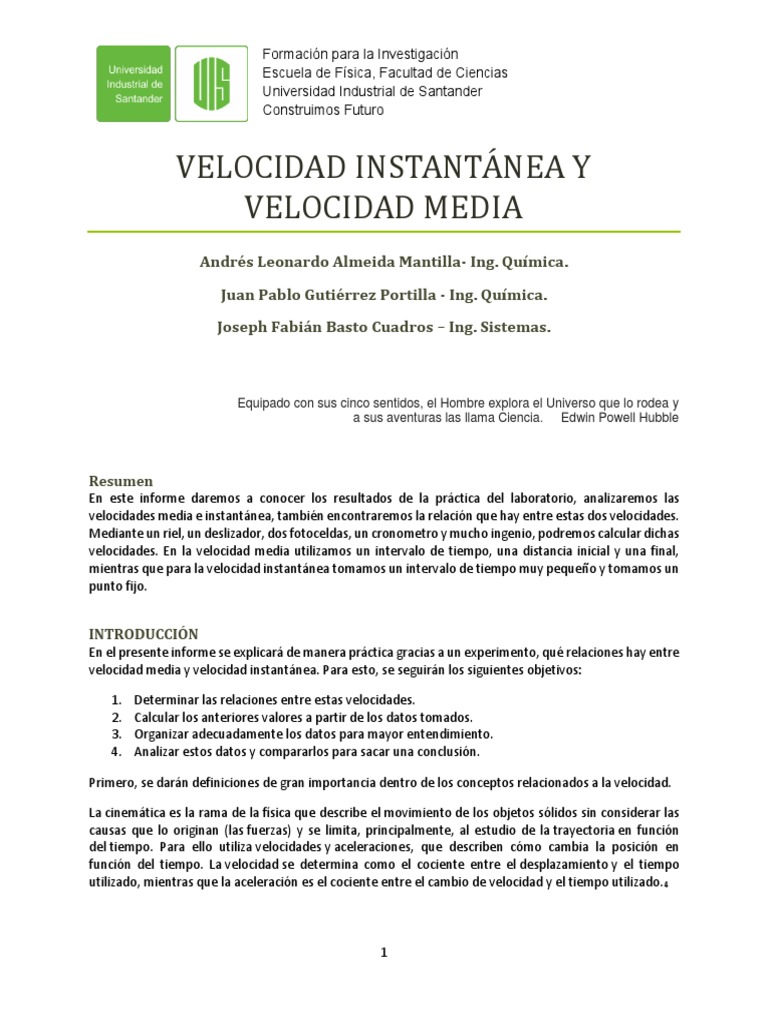Velocidad Instantánea y Media en Física | PDF | Velocidad | Vector ...