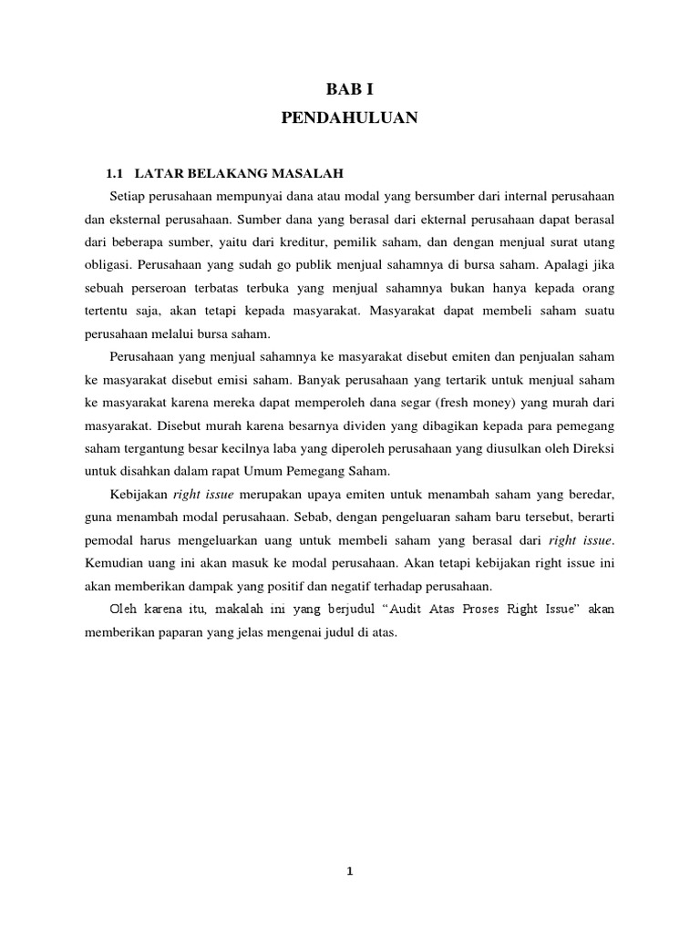 Audit Atas Proses Right Issue | PDF