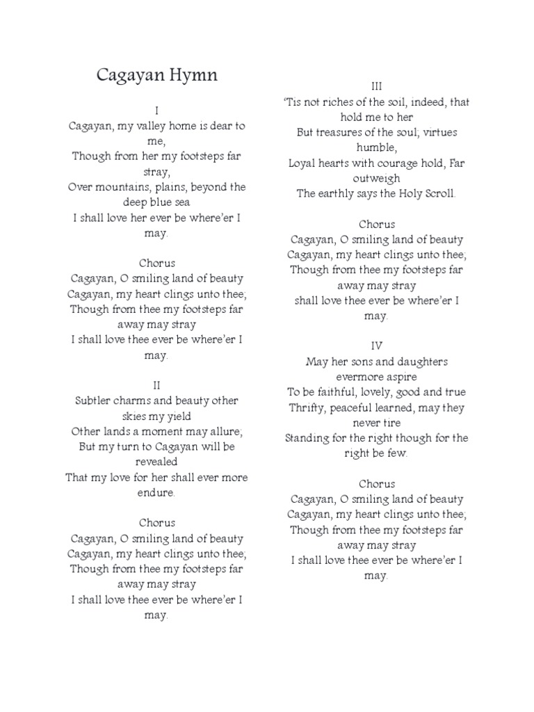 Cagayan Hymn | PDF | Religious Belief And Doctrine