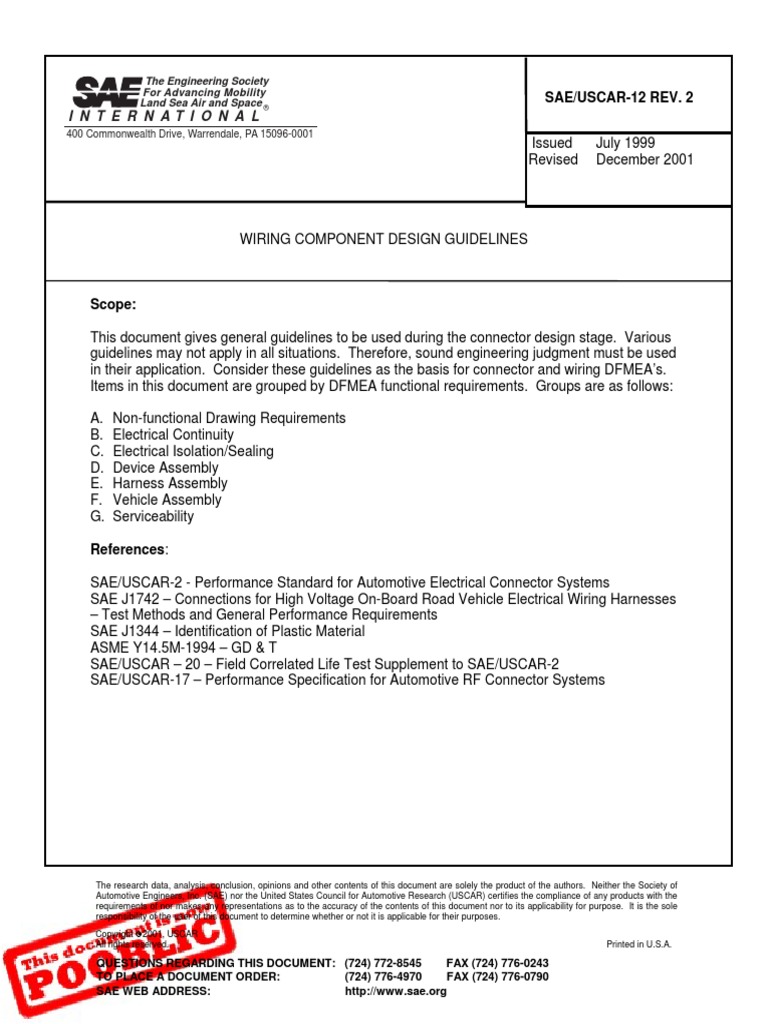 Sae Uscar 12 2001 (En) PDF | PDF | Electrical Connector | Electrical Wiring