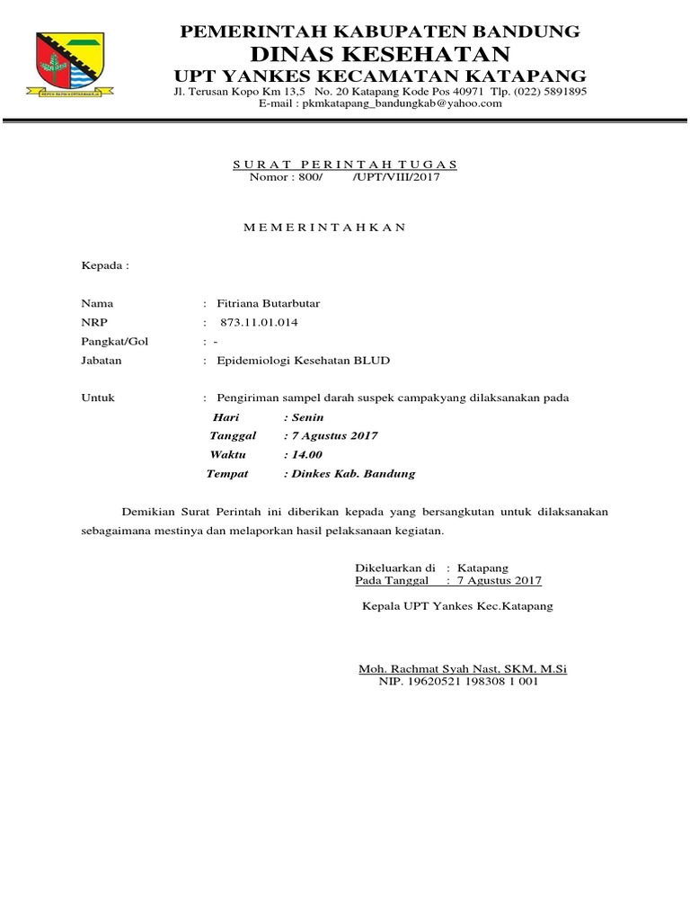 SURAT TUGAS Pengiriman Sampel | PDF