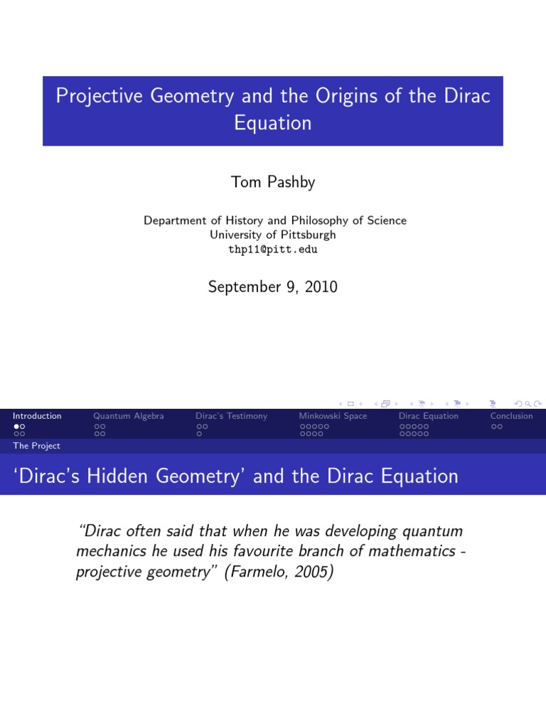 Projective Geometry and The Origins of The Dirac Equation | PDF ...