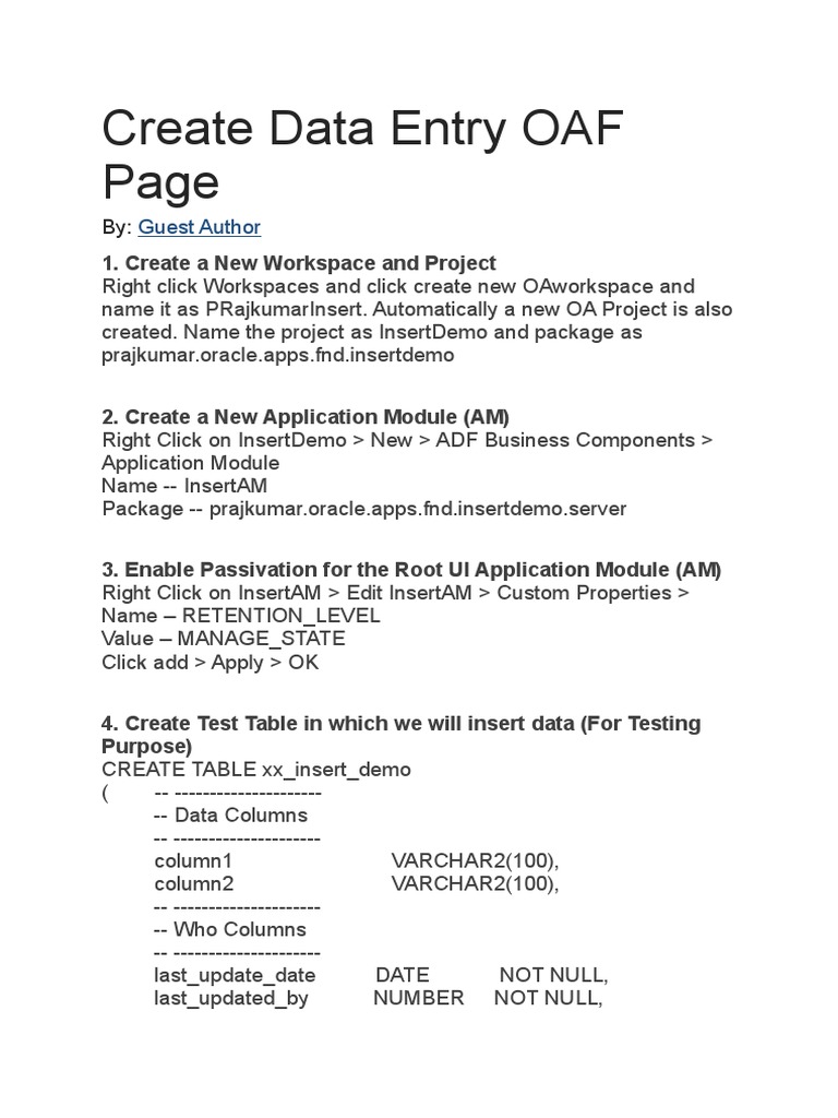 Create Data Entry OAF Page | PDF | Web Application | Object (Computer ...