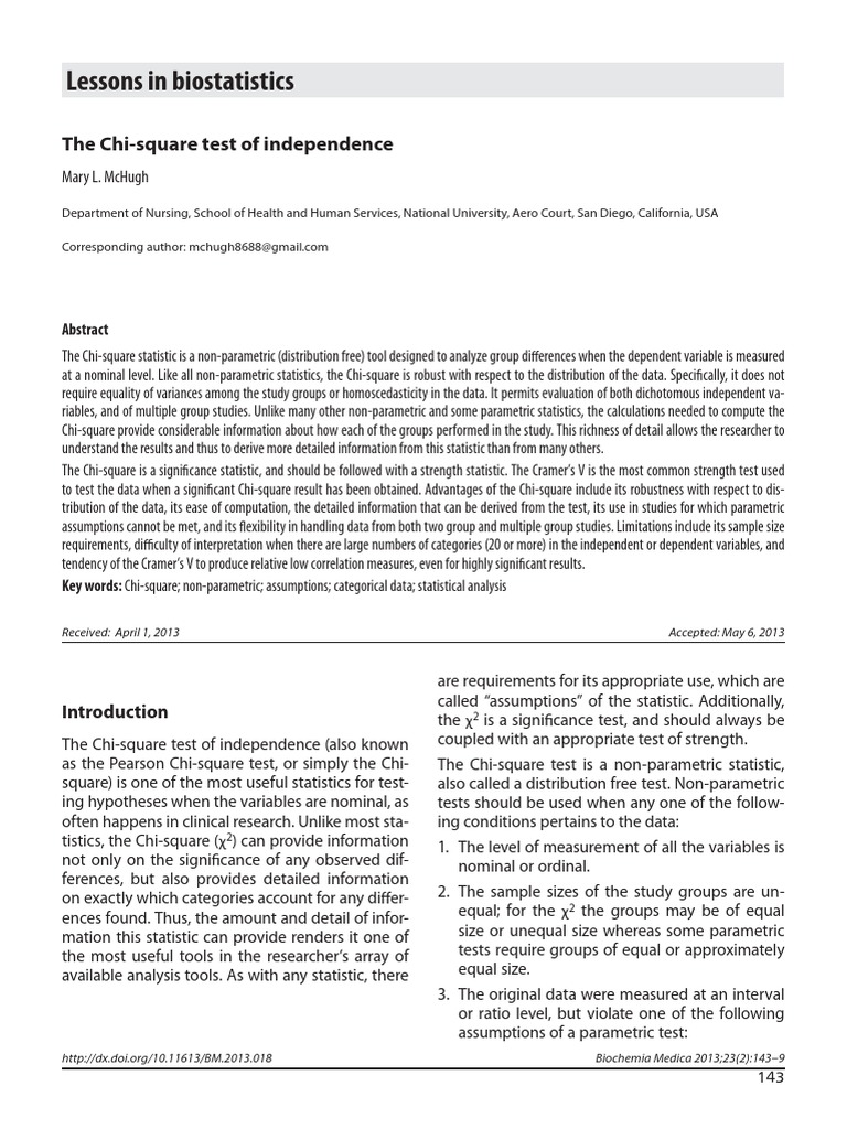 Chi Square in Bio Research | PDF | Chi Squared Distribution ...