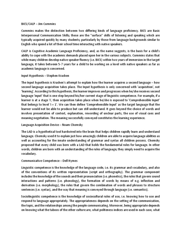 BICS | PDF | Language Acquisition | Epistemology