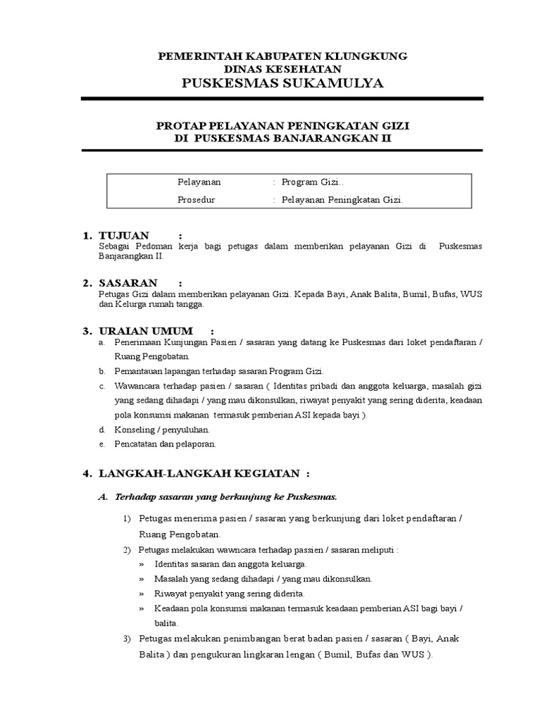 SOP Program Gizi | PDF