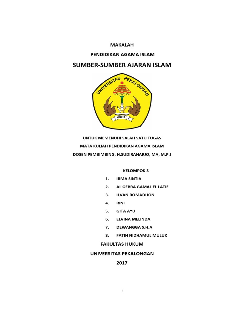 Makalah Sumber-Sumber Ajaran Islam | PDF | Agama & Spiritualitas