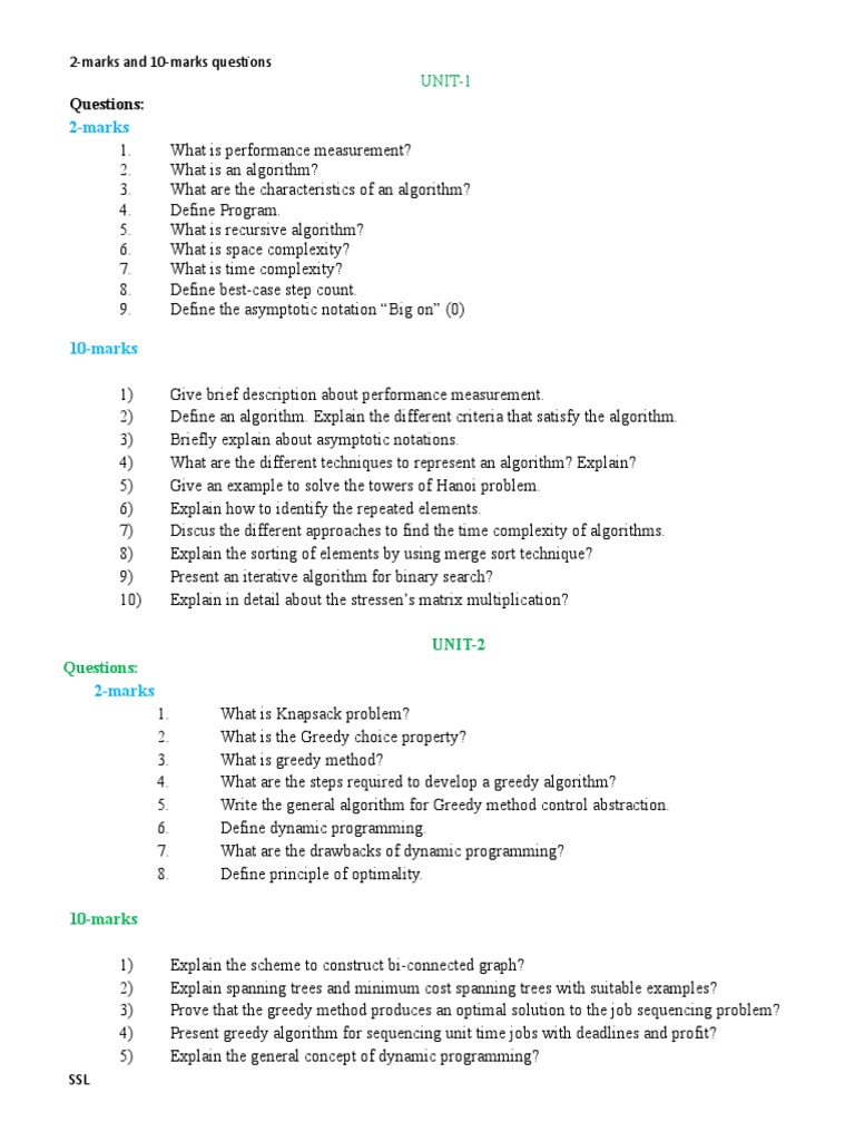 DAA Important Questions and Answers | PDF | Dynamic Programming ...
