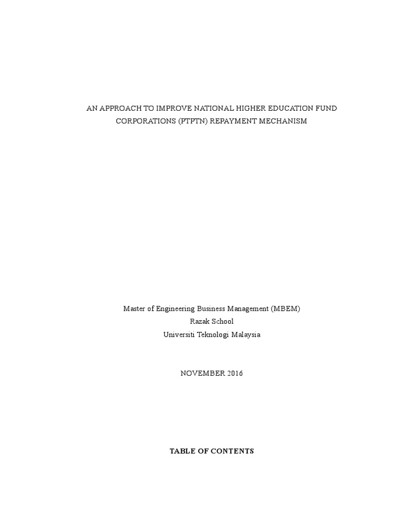 Utm Thesis Template - PTPTN Quality Management | PDF | Loans | Debtor