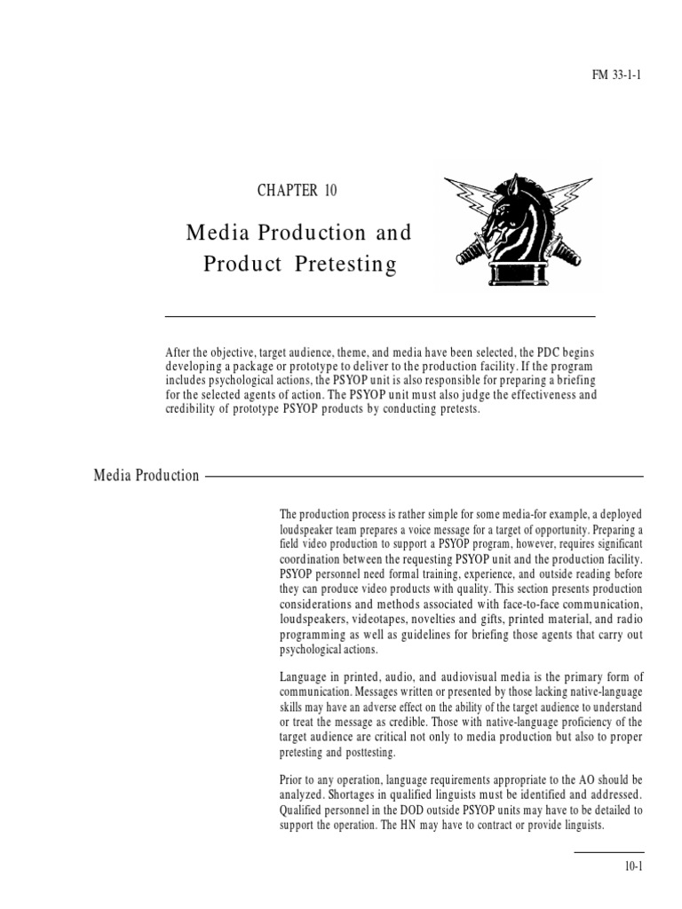 FM 33-1-1 Psyops Manual CH10 | PDF | Loudspeaker | Communication