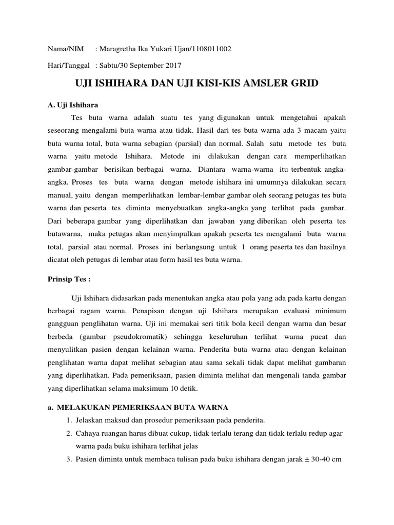 Uji Ishihara dan Amsler Grid untuk Buta Warna | PDF | Seni & Disiplin Bahasa | Kesehatan Holistik
