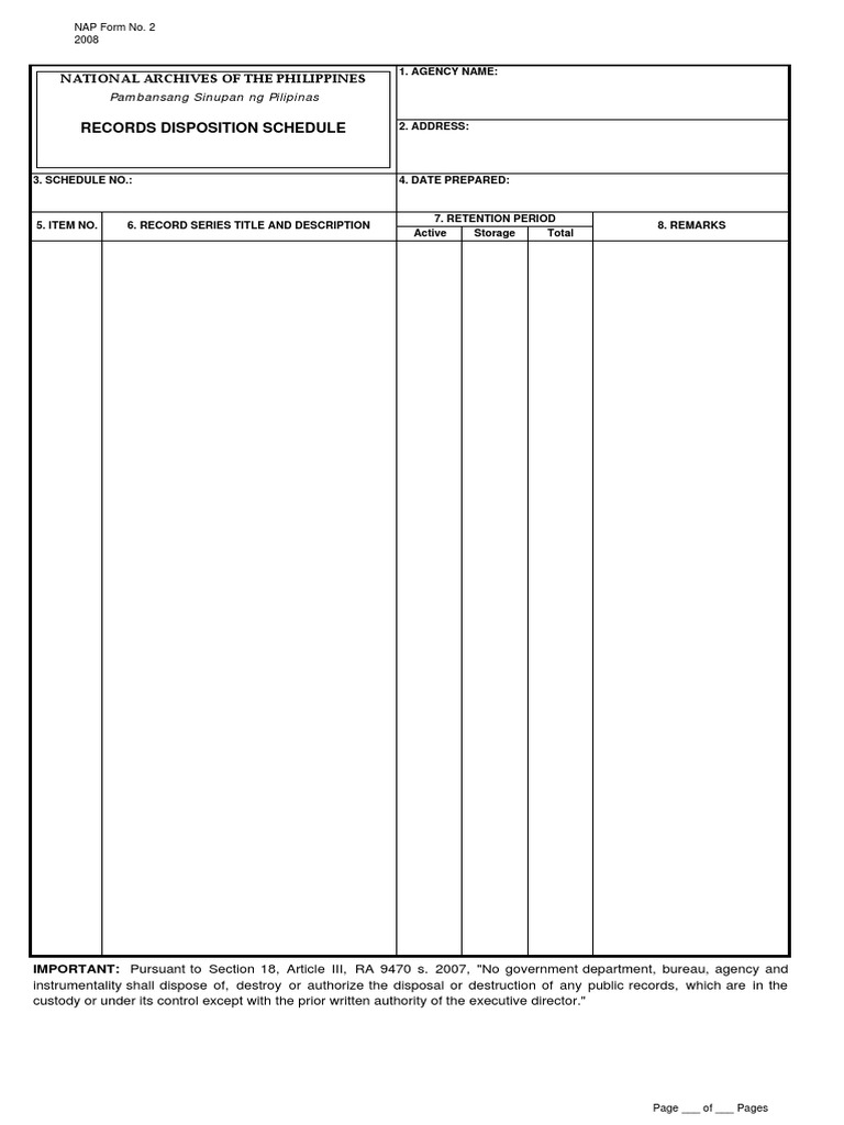 NAP-Form-2-rds | Records Management | Government Information