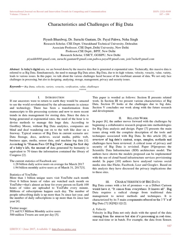 Big Data Challenges & Characteristics | PDF | Big Data | Analytics