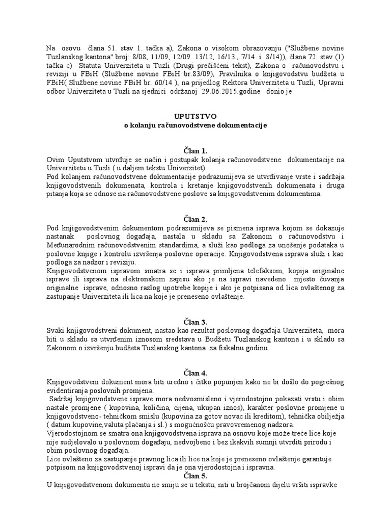 Uputstvo o Kolanju Racunovodstvene Dokumentacije 29-06-2015 | PDF