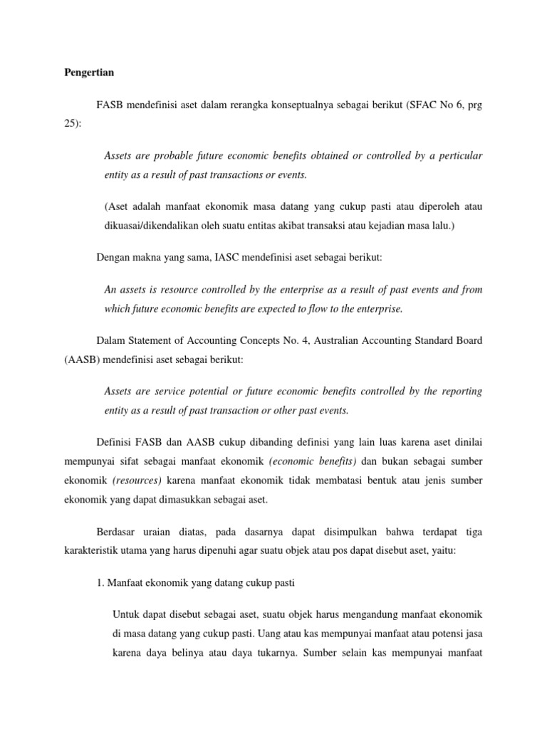 Definisi dan Karakteristik Aset SFAC No 6 | PDF