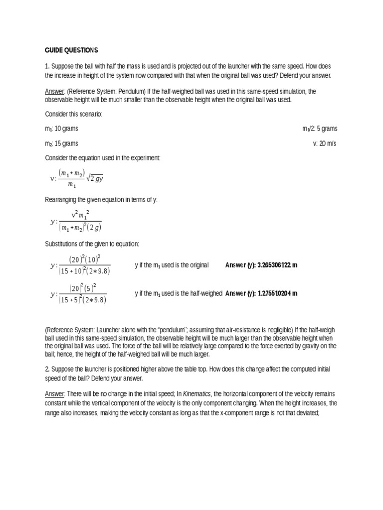 Impact of Mass on Projectile Height Analysis | PDF | Momentum | Collision