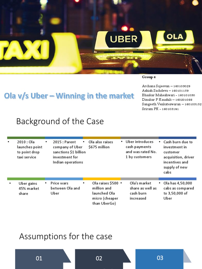 Ola Vs Uber Case Presentation - Group 6 | PDF | Uber (Company) | Investing