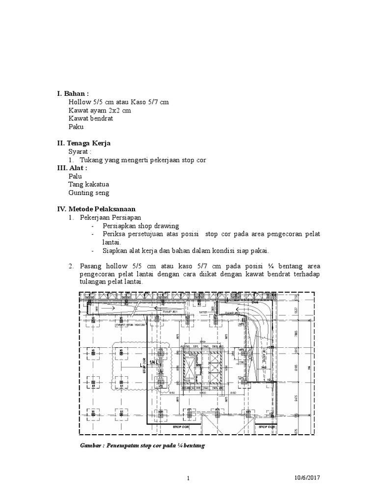 Metode Pemasangan Stop Cor Beton | PDF