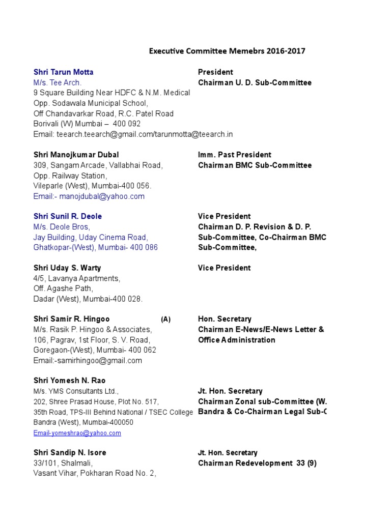 Executive Committee Directory | PDF