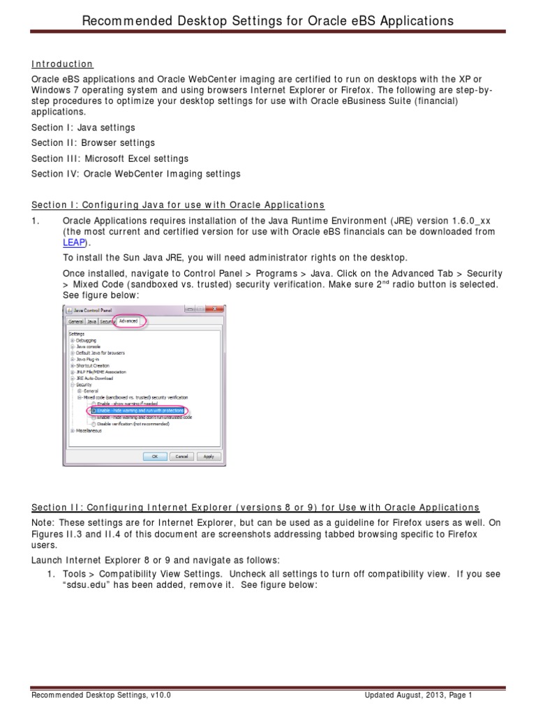 Recommended Desktop Settings For Oracle EBS Applications | PDF ...