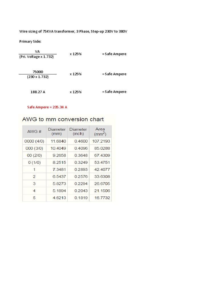75KVA Wire Computation | PDF