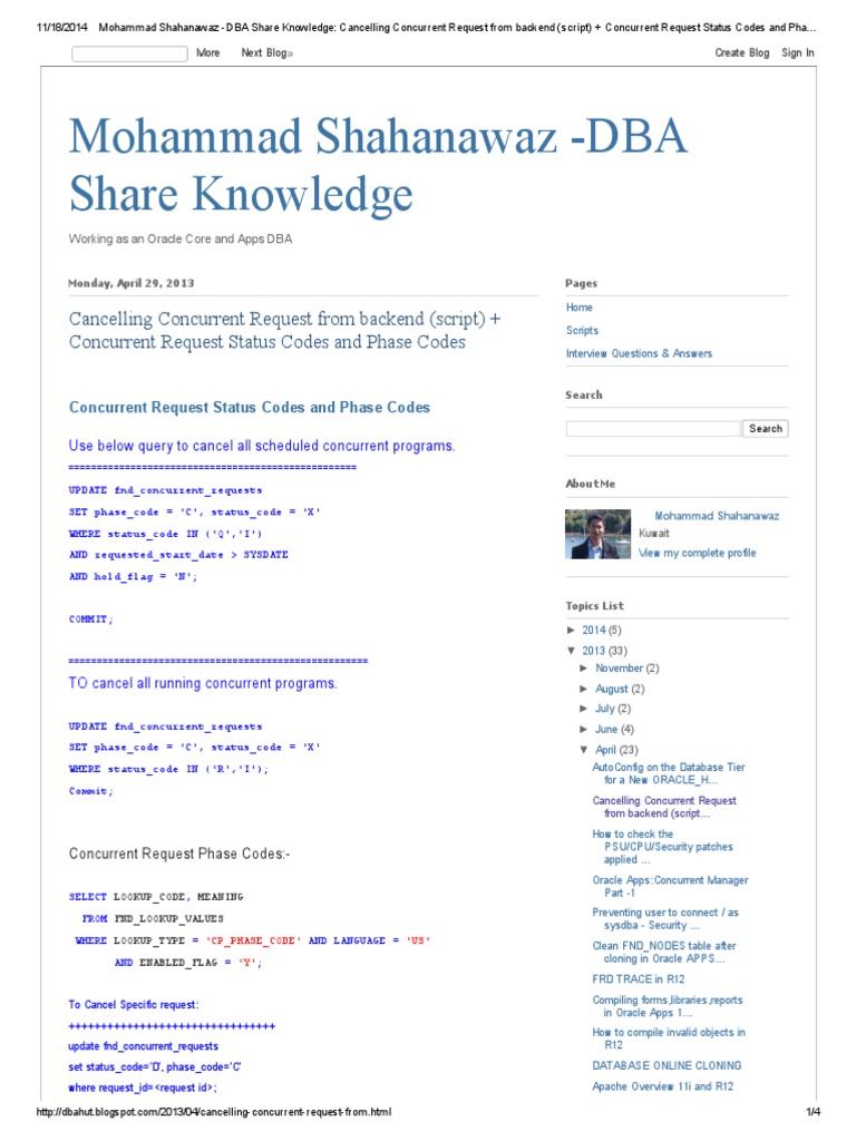 Cancelling Concurrent Request From Backend | PDF | Oracle Database ...