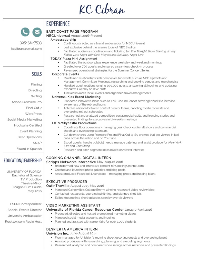 External Resume | PDF | Mass Media | Television