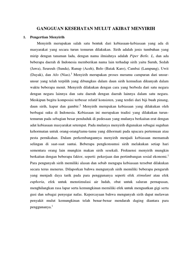 Gangguan Kesehatan Mulut Akibat Menyirih | PDF