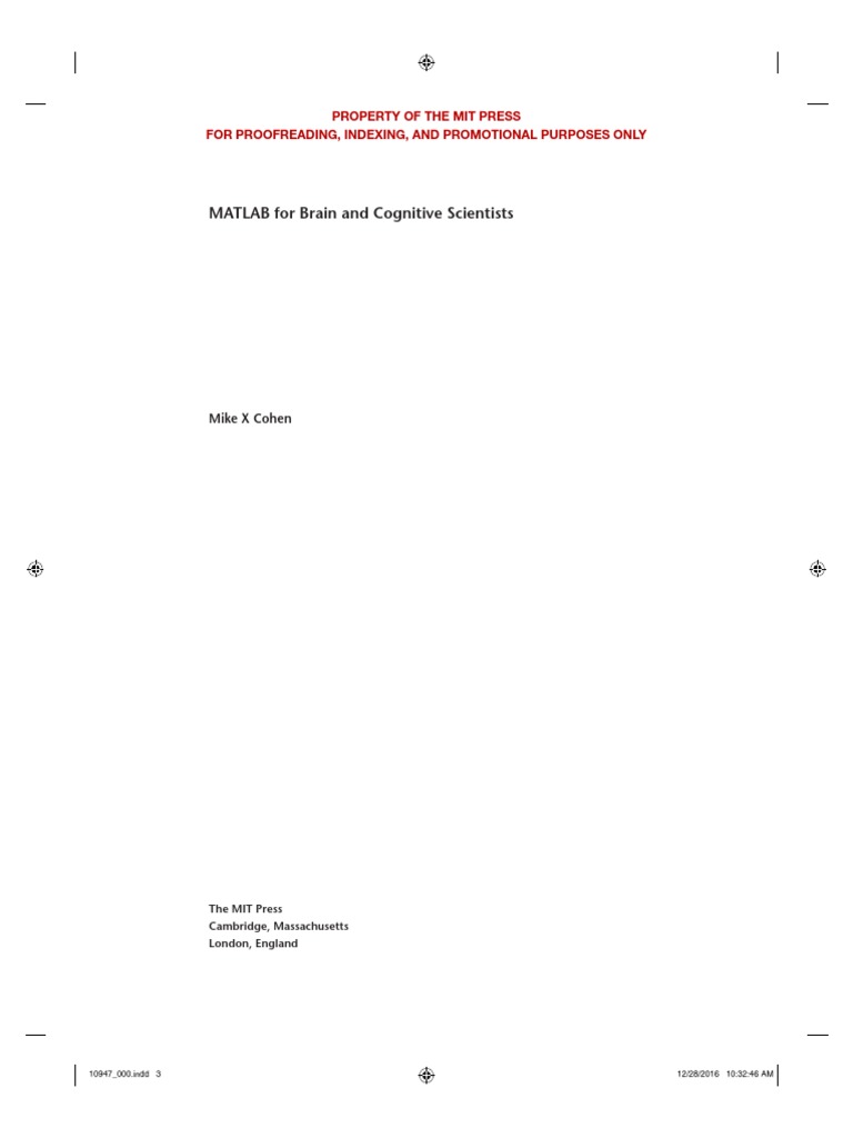 MATLAB For Brain and Cognitive Scientists | PDF | Matrix (Mathematics ...