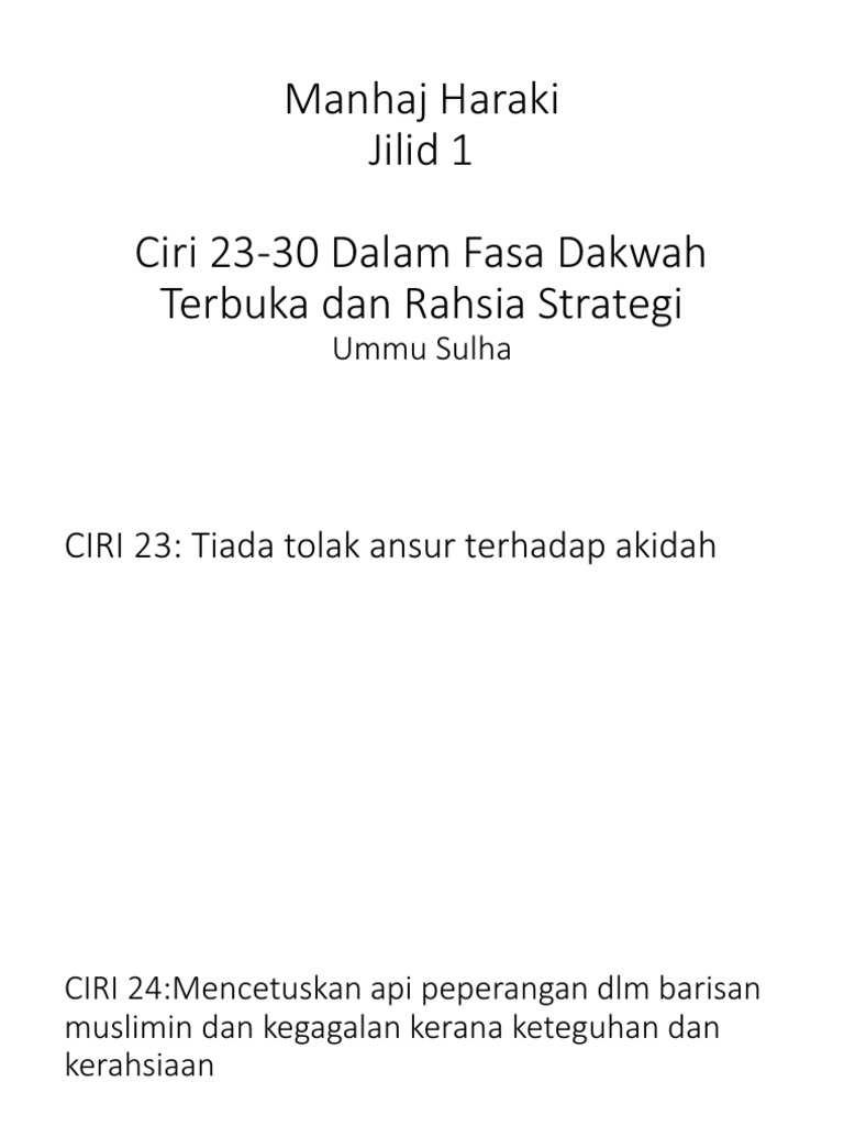 Manhaj Haraki TASK 1 | PDF