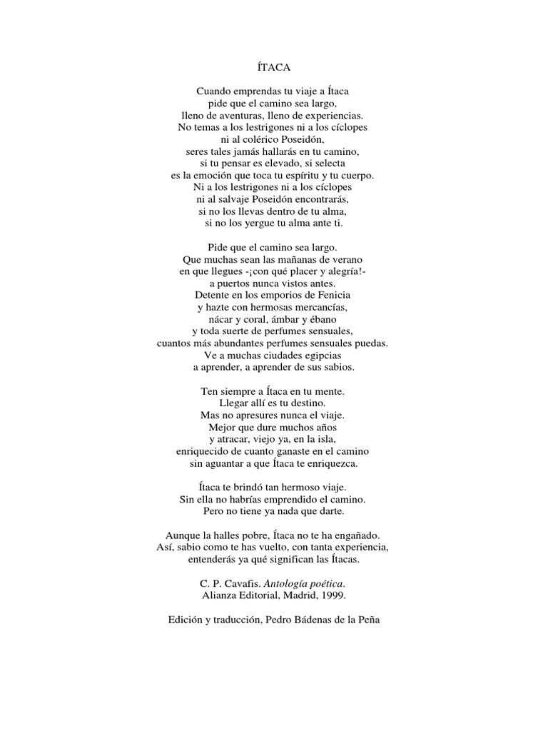 ÍTACA Poema Constantino Cavafis | PDF